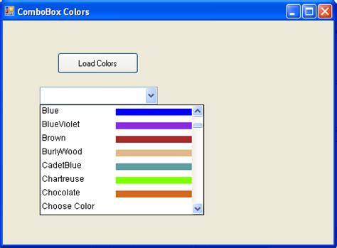 How To Display All Colors In Combobox In C