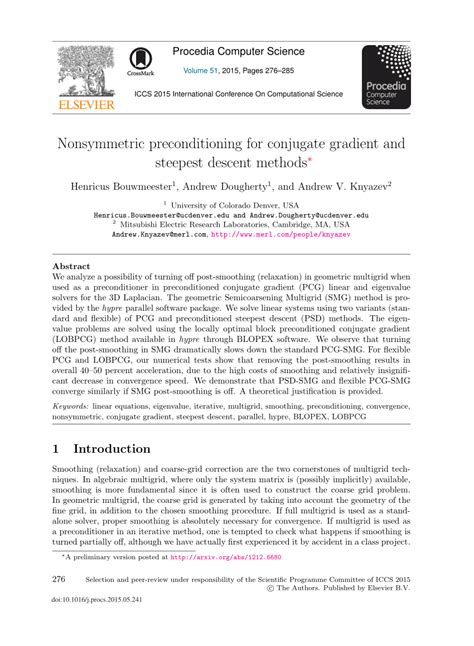 pdf nonsymmetric preconditioning for conjugate gradient and steepest descent methods