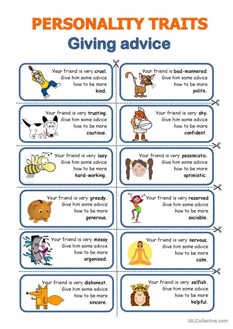 Personality Traits Giving Advice D English Esl Worksheets Pdf Doc