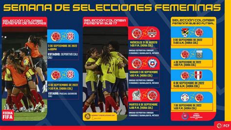 Calendario Selecciones Colombia Femeninas Federación Colombiana de Futbol