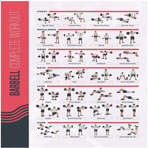 PosterMate FitMate Barbell Workout Exercise Poster Workout Routine
