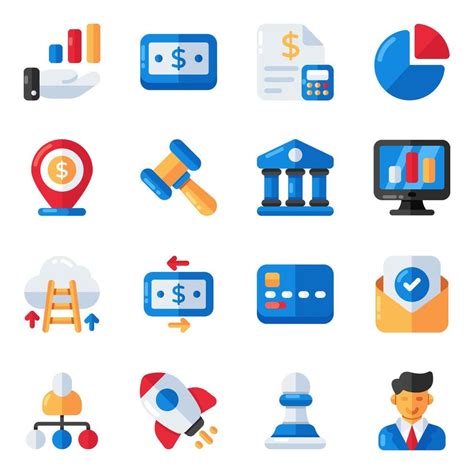 Set Of Finance Flat Icons 37472728 Vector Art At Vecteezy