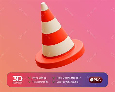 Cone de Sinalização Elemento 3D Para Composição PSD download Designi