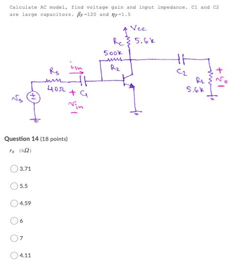Solved Calculate Ac Model Find Voltage Gain And Input Chegg