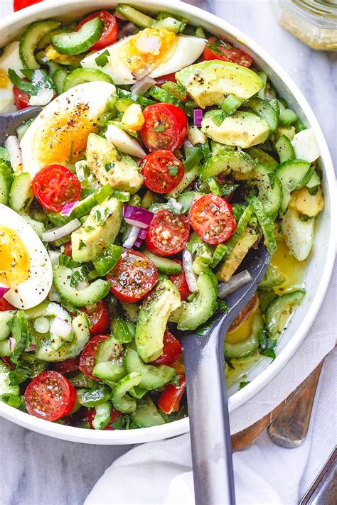 Avocado Salad Recipe With Tomato Eggs And Cucumber Healthy Avocado