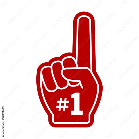 Number 1 One Fan Hand Glove With Finger Raised Flat Vector Icon Stock