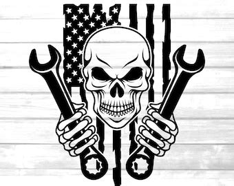 Skull With Combination Wrench Etsy