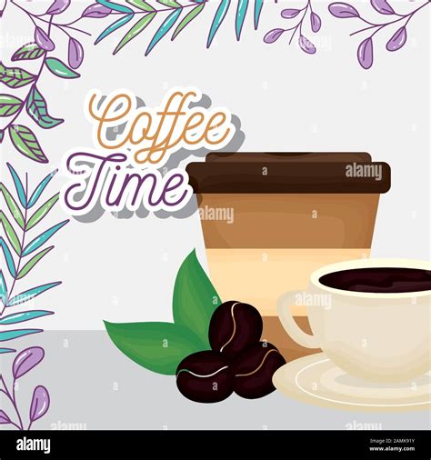 Cup Disposable Cup Seeds Aroma Fresh Beverage Coffee Time Vector