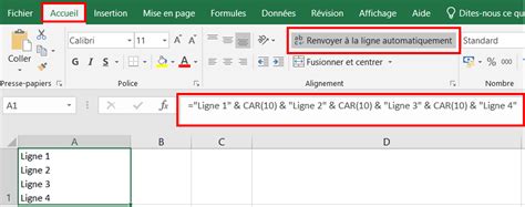 Ntroduire 60 imagen retour à la ligne excel formule fr thptnganamst