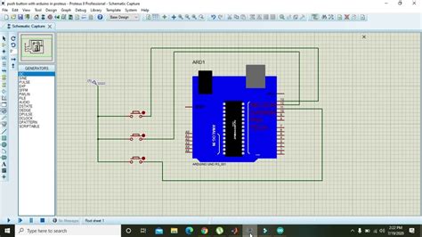 how to make a simulation of push button with arduino in proteus youtube