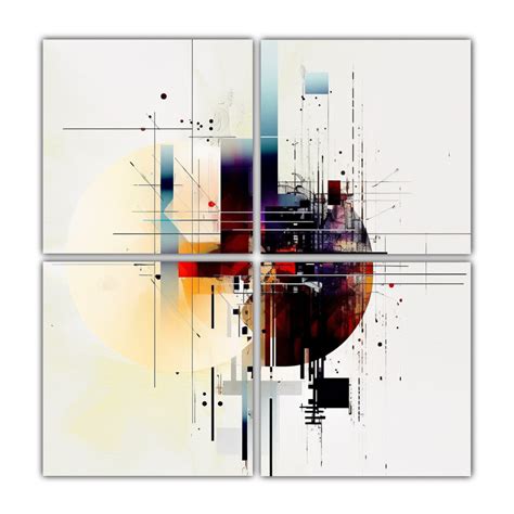 Cuadro Abstracto De Diseño Moderno En Bastidor Con 4 Telas DecoCuadros