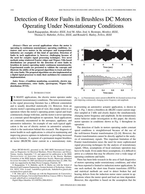 pdf detection of rotor faults in brushless dc motors operating under nonstationary conditions