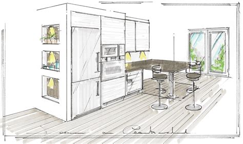 Croquis De Cuisine Room Divider Floor Plans Sketch Interior Design