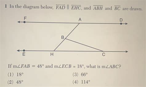 solved 1 in the diagram below overline fadparallel overline ehc and overline abh and