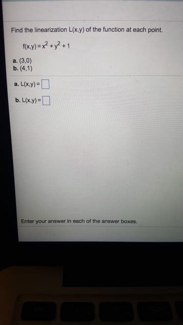 solved find the linearization l x y of the function at each