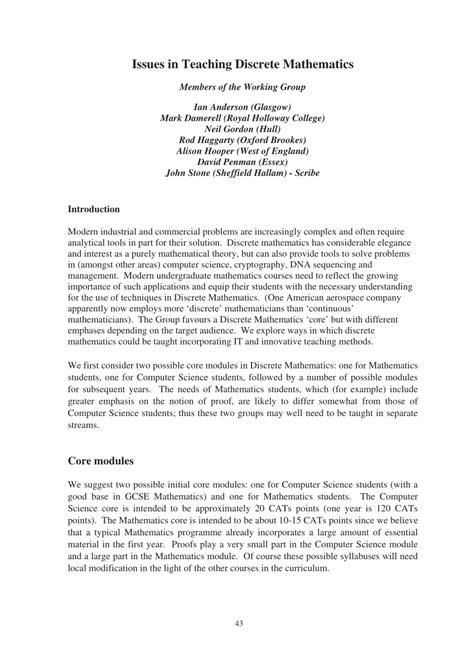 pdf issues in teaching discrete mathematics