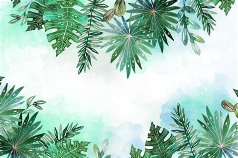 Fondo De Hojas Tropicales Acuarela Pintada A Mano Vector Gratis