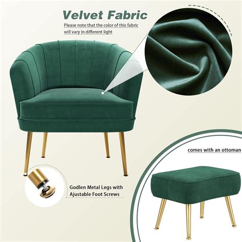 Andeworld Silla Decorativa De Terciopelo Con Otomana Moderna Silla