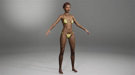 D Model Naked Realistic Female Game Ready Model Vr Ar Low Poly