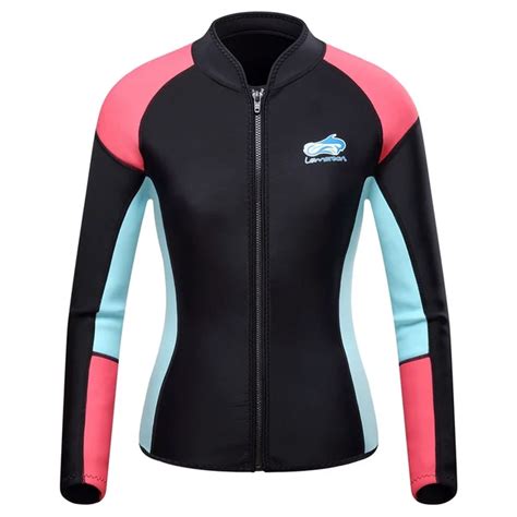 Lemorecn Women S 1 5mm Wetsuits Jacket Front Zipper Long Sleeve