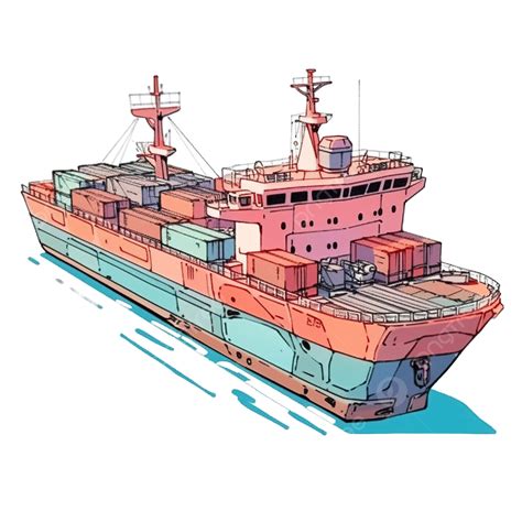 Container Ship Cargo Boat Retro Ship Boat Container Ship PNG