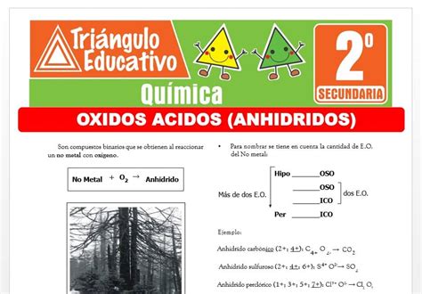 Óxidos Ácidos Anhídridos para Segundo de Secundaria Fichas GRATIS