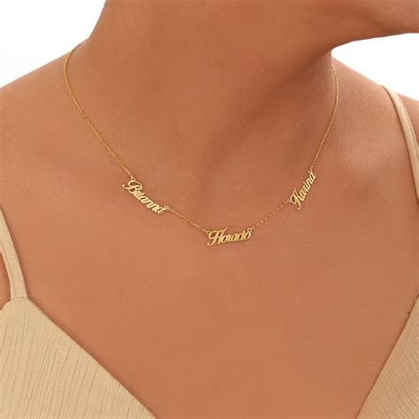 Gold Personalized Multiple Name Necklace Two Name Necklace Etsy Australia