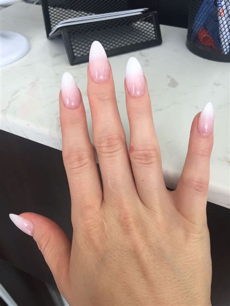 French ombré almond shaped Faded nails French fade nails Almond
