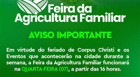 Aviso Feira Da Agricultura Familiar Prefeitura Municipal De Alegre