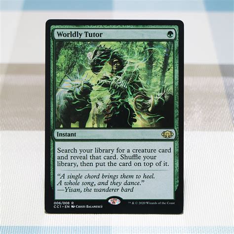 Worldly Tutor Commander Collection Green Cc Hologram Mtg Proxy Cards