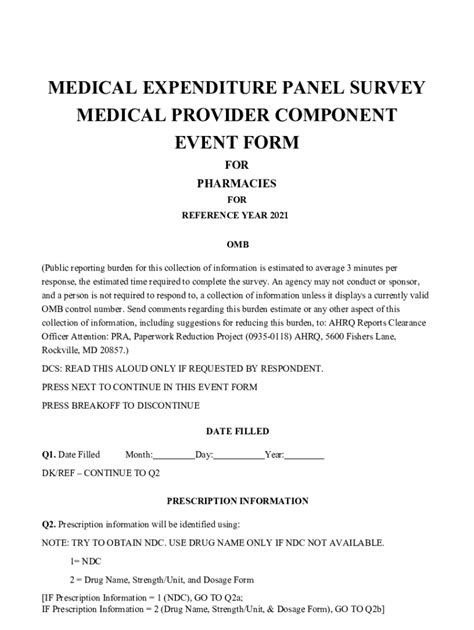 Fillable Online Meps Ahrq Medical Provider Component Data Form For
