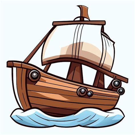 Ilustra O De Desenho Animado De Barco De Madeira Encantador Veleiros