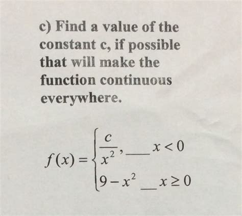 solved c find a value of the constant c if possible that