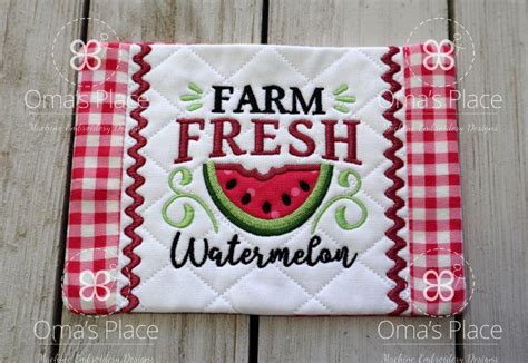 Farm Fresh Mug Rug Set Omas Place Machine Embroidery Designs