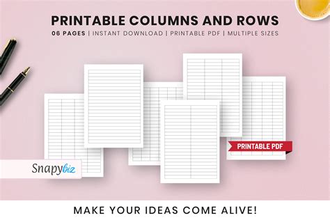 Free Printable Columns And Rows Graphic By SnapyBiz Creative Fabrica