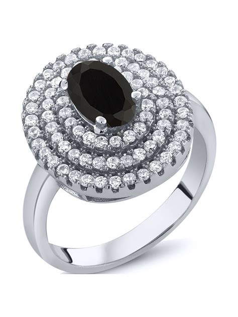 Gem Stone King Ct X Mm Oval Black Onyx Sterling Silver Ring