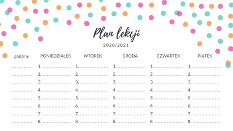 Plan lekcji DO DRUKU dla dzieci i młodzieży 2020 2021 Wzory planów