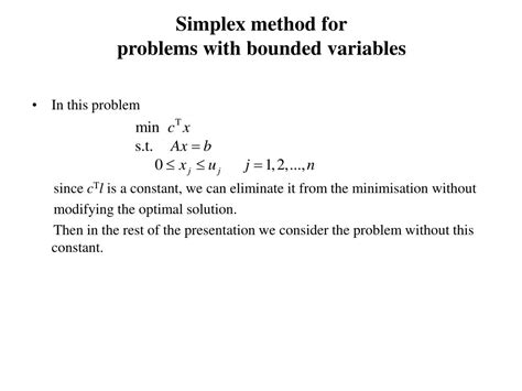 ppt simplex algorithm for problems with bounded variables powerpoint presentation id 5716235