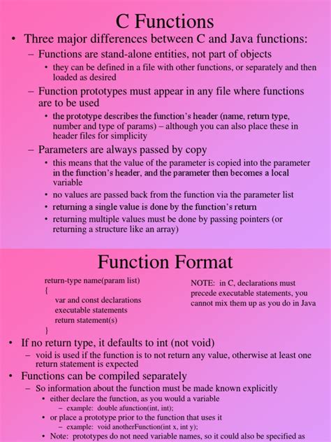 c functions three major differences between c and java functions pdf subroutine c
