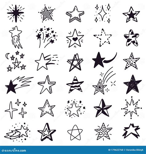 Esbozo De Estrella Dibujado A Mano Estrellas De Doodle Dibujan