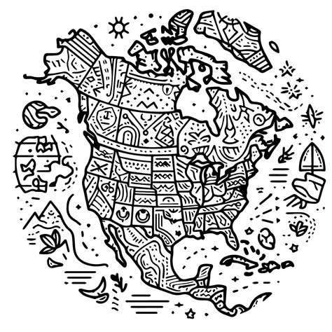 Dibujos de Imagen del Mapa de América del Norte para Colorear para