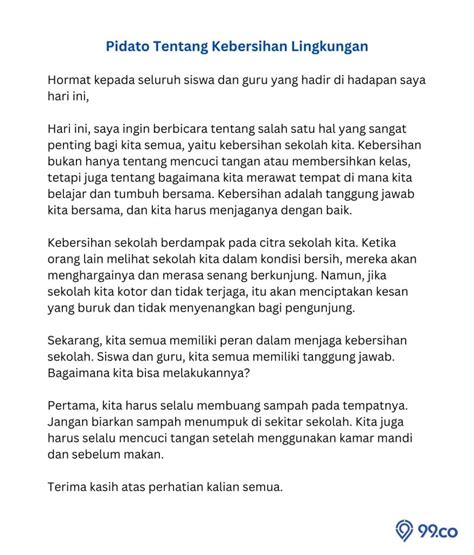 7 Contoh Pidato Tentang Kebersihan Lingkungan Sekolah Singkat