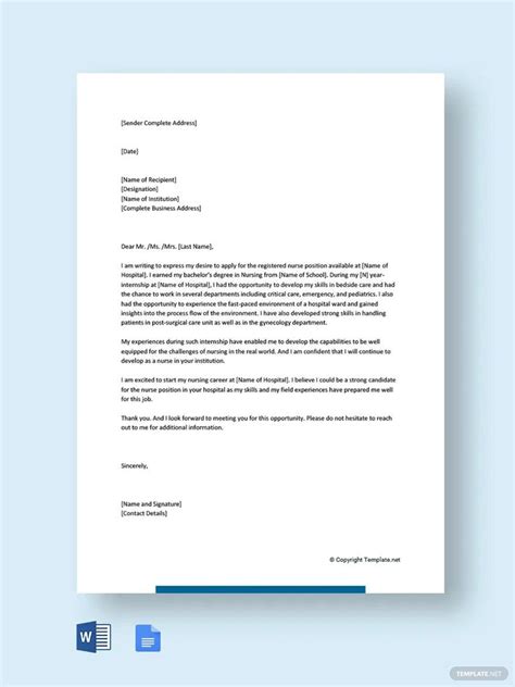 Nursing Cover Letter Microsoft Word Infoupdate Org