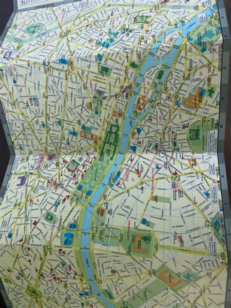 Map Of Paris France Red Maps Street Walking Road Fold Out Pocket New
