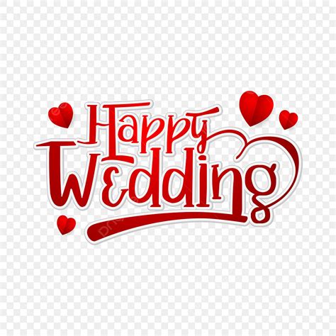 Happy Wedding Text Vector Hd Images Happy Wedding Text Design With Red