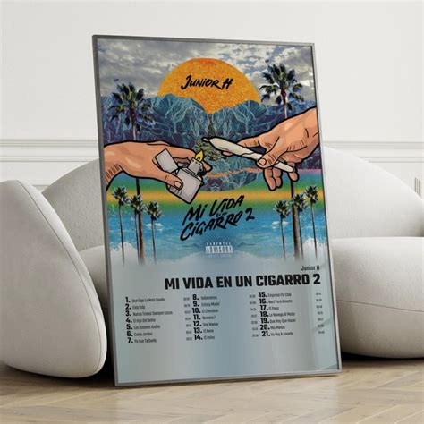 Junior H Mi Vida En Un Cigarro 2 Album Cover Poster Wall Etsy