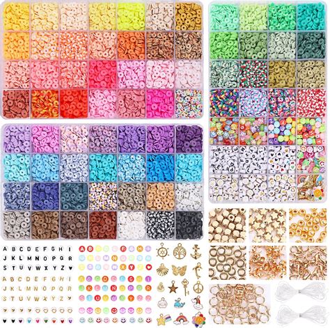 QUEFE 10800pcs Clay Beads Kit For Bracelet Making 72 Colors Flat Round