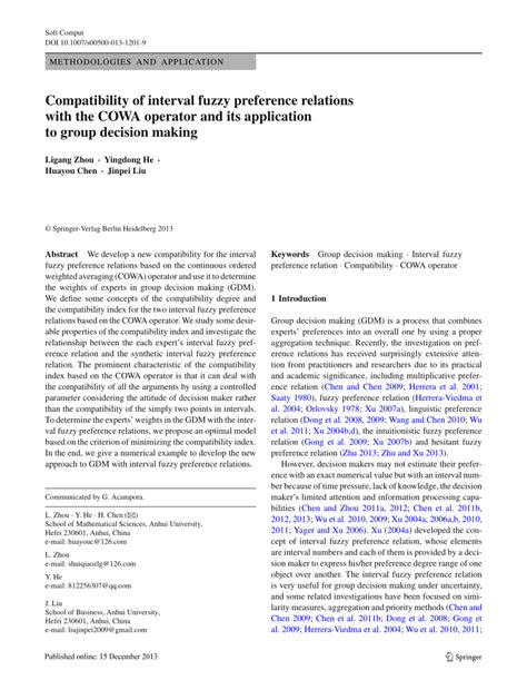 pdf compatibility of interval fuzzy preference relations with the cowa operator and its