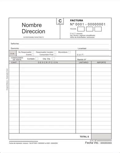 Talonarios Monotributo Factura Remito Recibo Afip Mebuscar Argentina