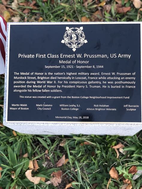Read The Plaque Private First Class Ernest W Prussman U S Army